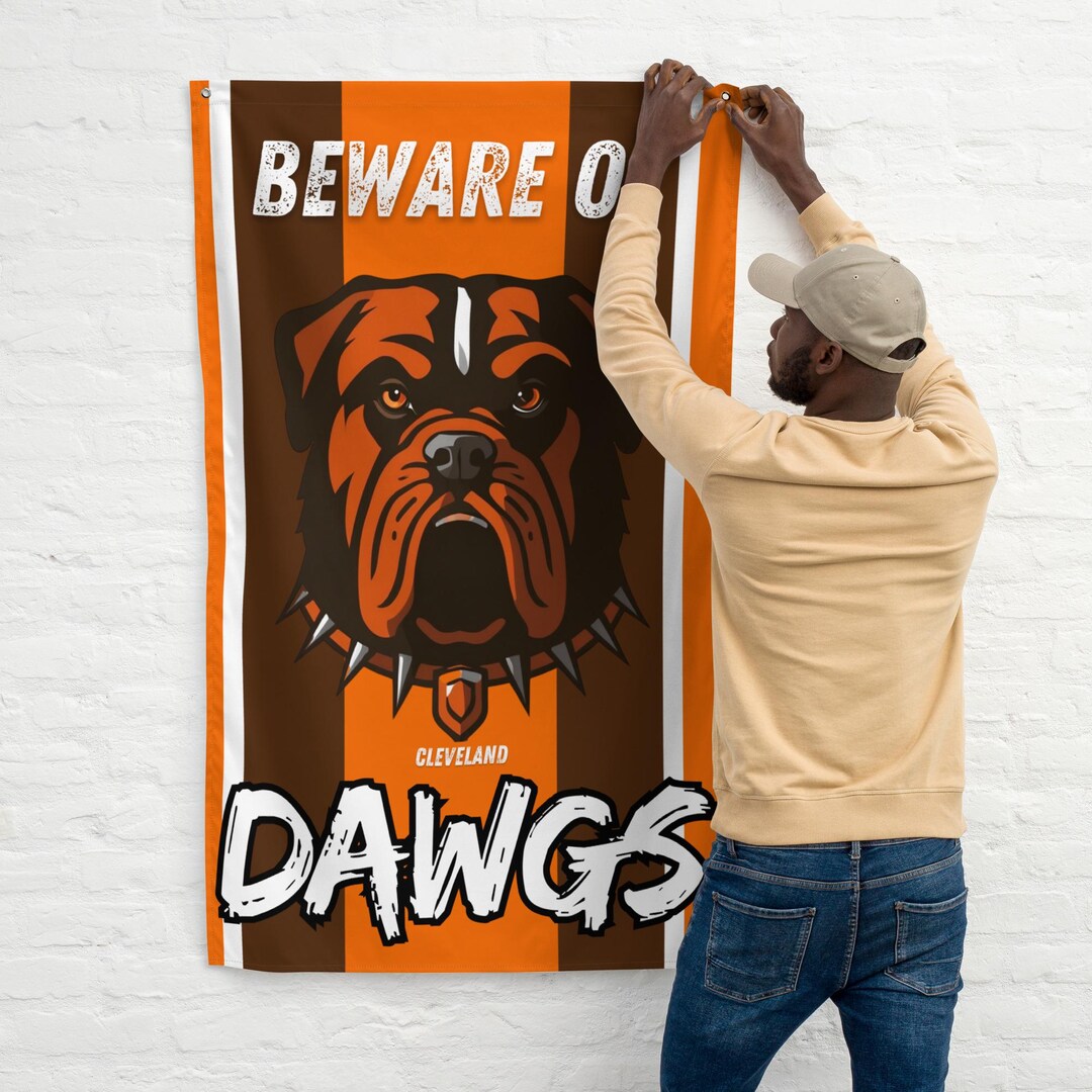 Beware of Dawgs Flag: Cleveland Fan Decor (38" X 61") - Etsy