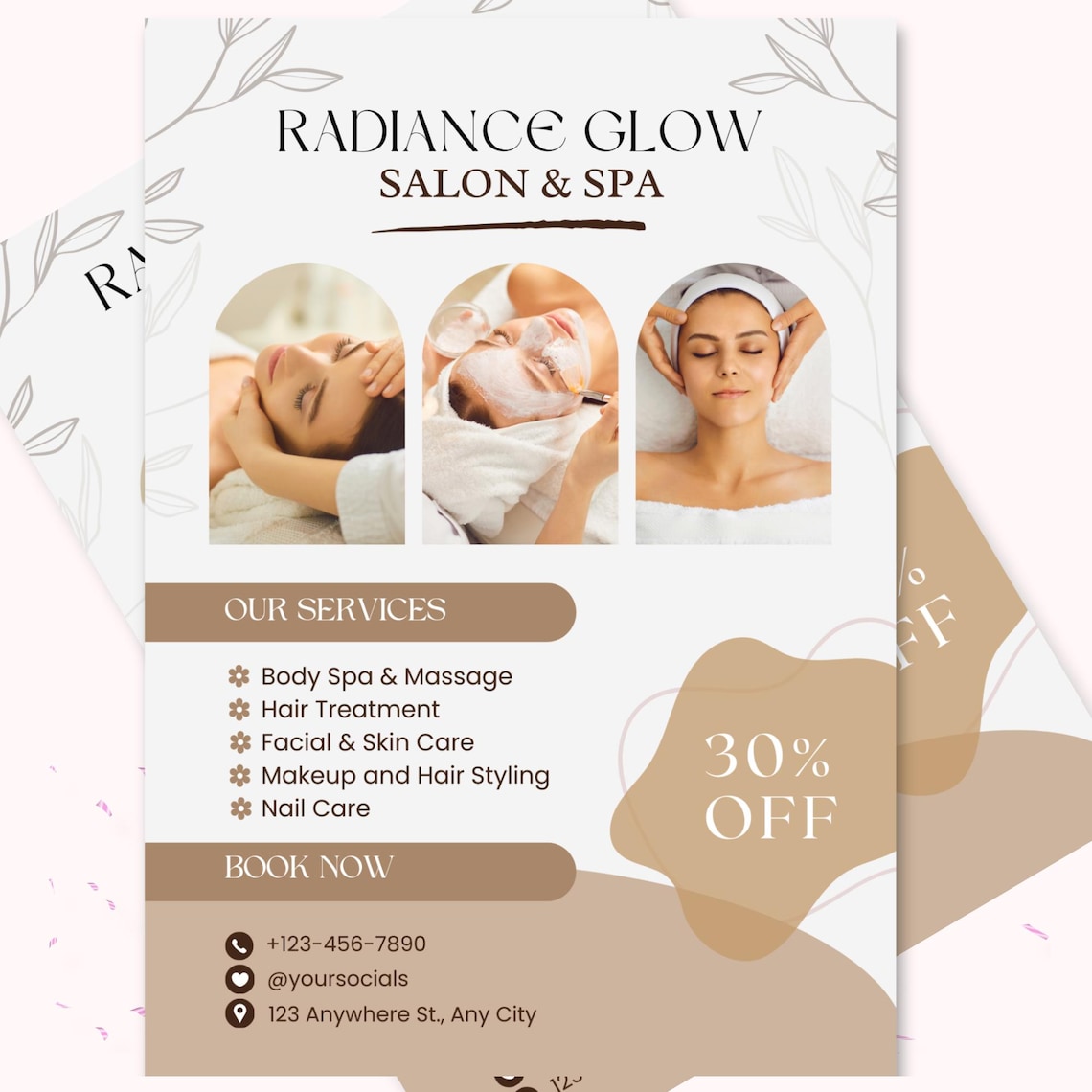 Editable Beauty Salon Flyer Canva Template, Spa and Salon Flyer ...