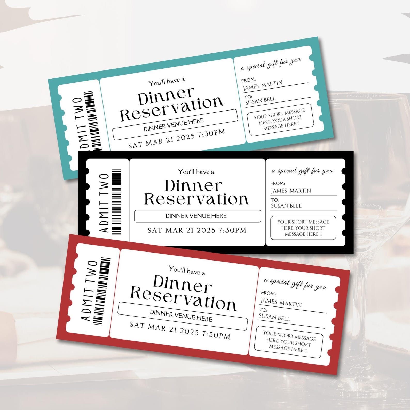 Editable Dinner Reservation Ticket: Surprise Gift (canva Template) - Etsy