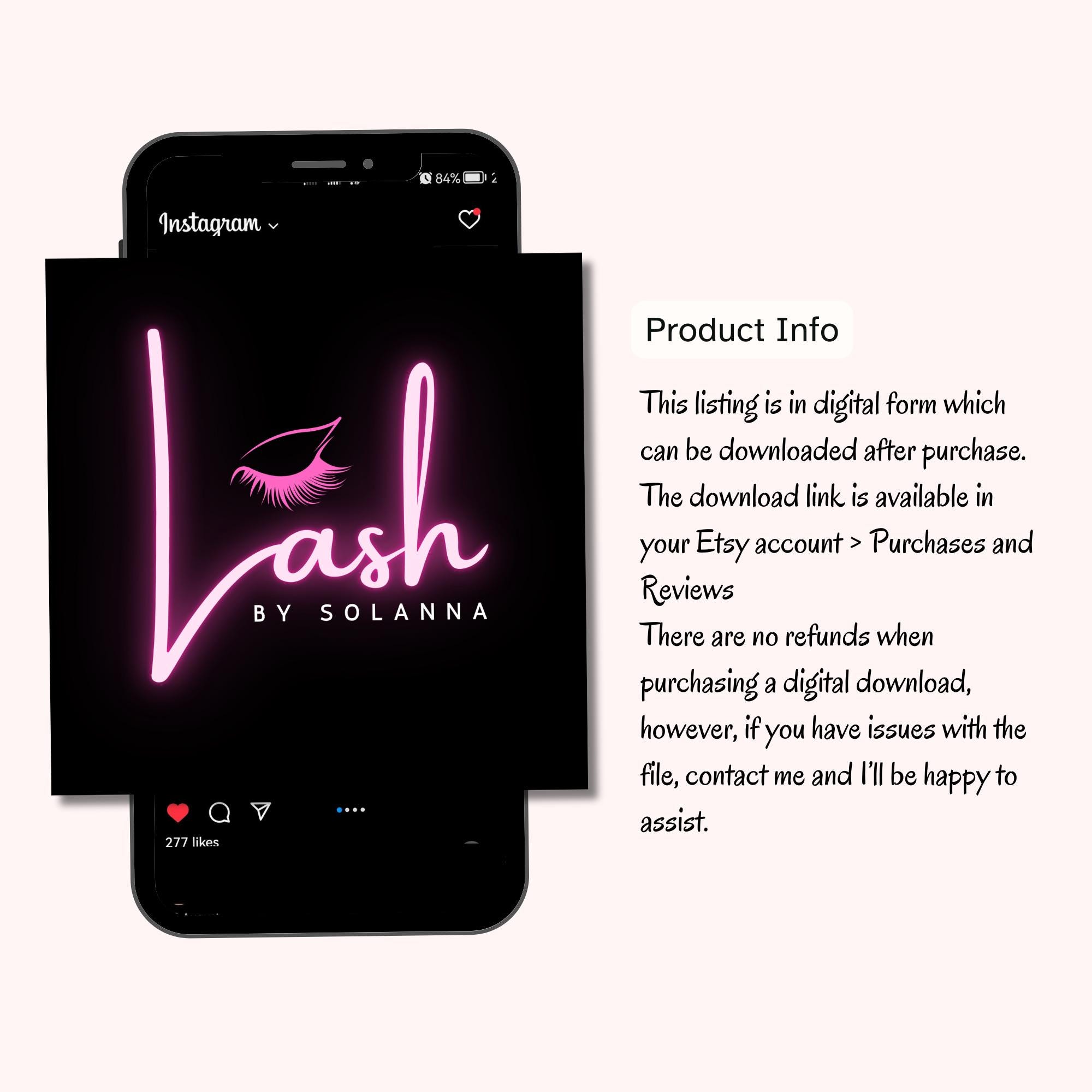 DIY Neon Lash Artist Logo Template: Minimalist Beauty Salon Design ...