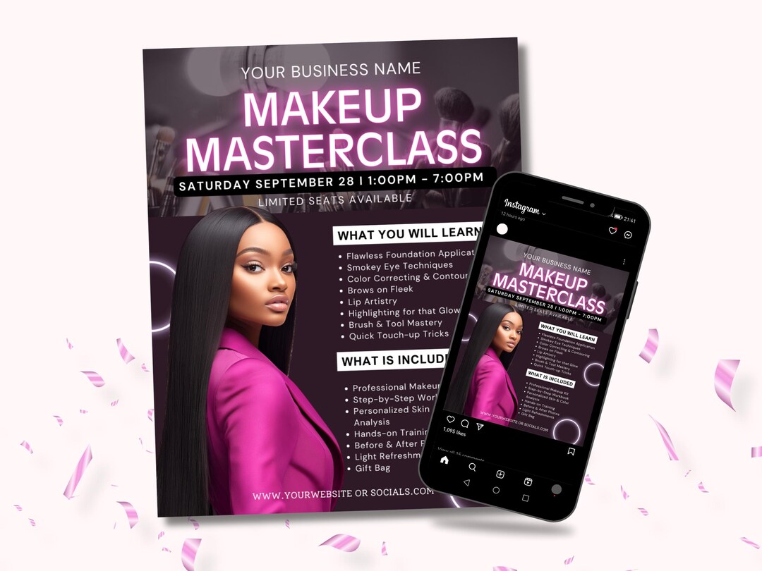 Makeup Class Flyer, MUA Class Flyer, Makeup Masterclass Course ...