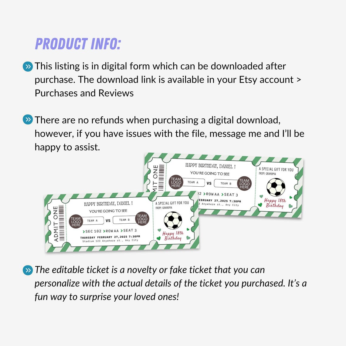 Editable Soccer Ticket Template, Soccer Surprise Gift Game Ticket ...