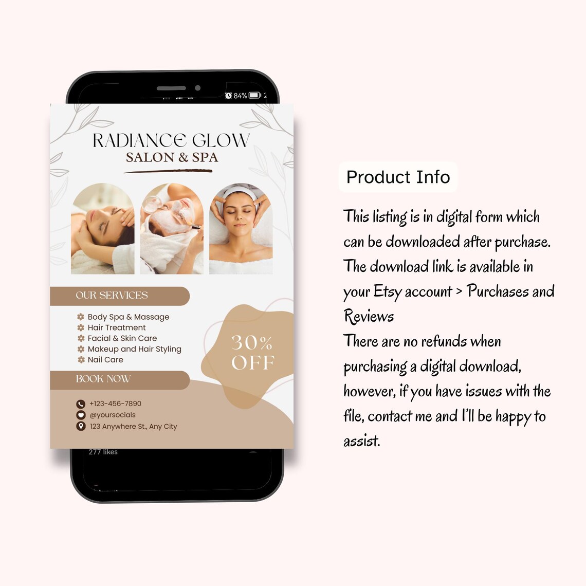 Editable Beauty Salon Flyer Canva Template, Spa and Salon Flyer ...