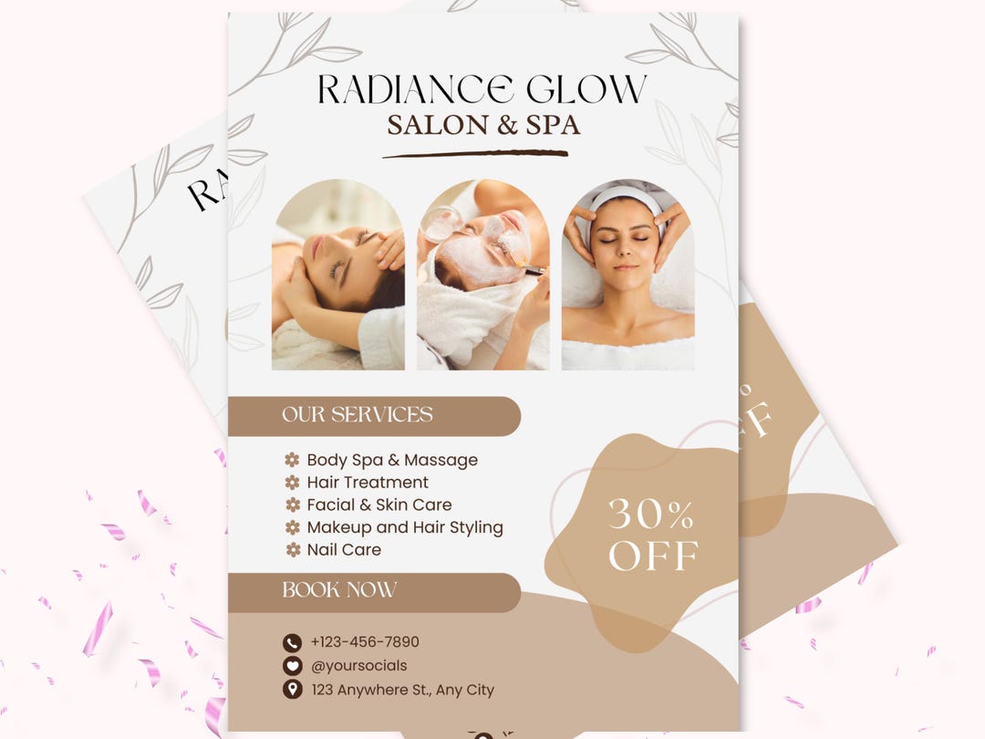 Editable Beauty Salon Flyer Canva Template, Spa and Salon Flyer ...