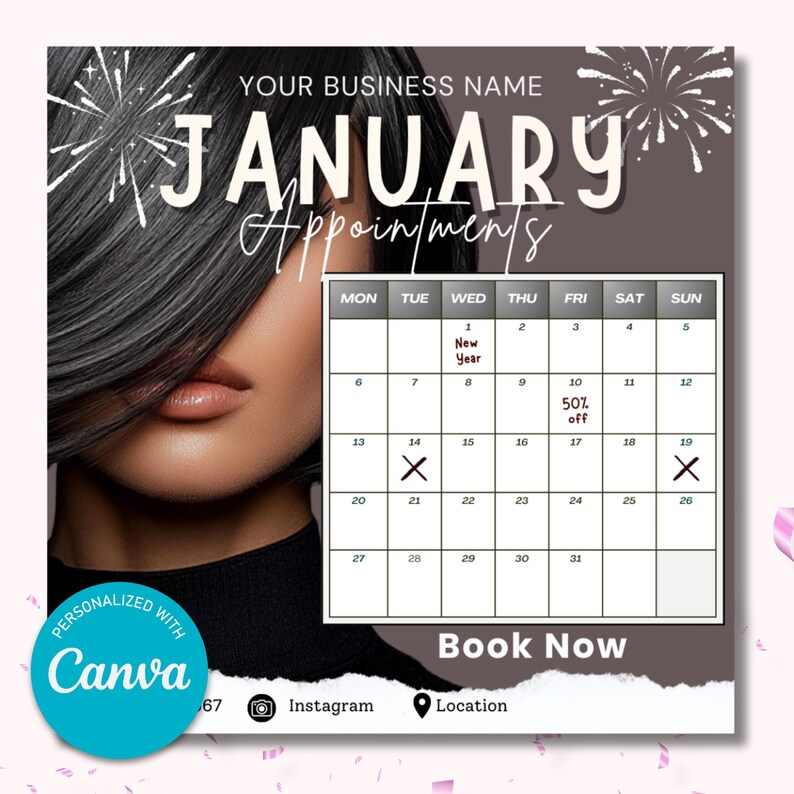 2025 Calendar Booking Flyer for Hair Stylist, Nail Tech & Beauty ...