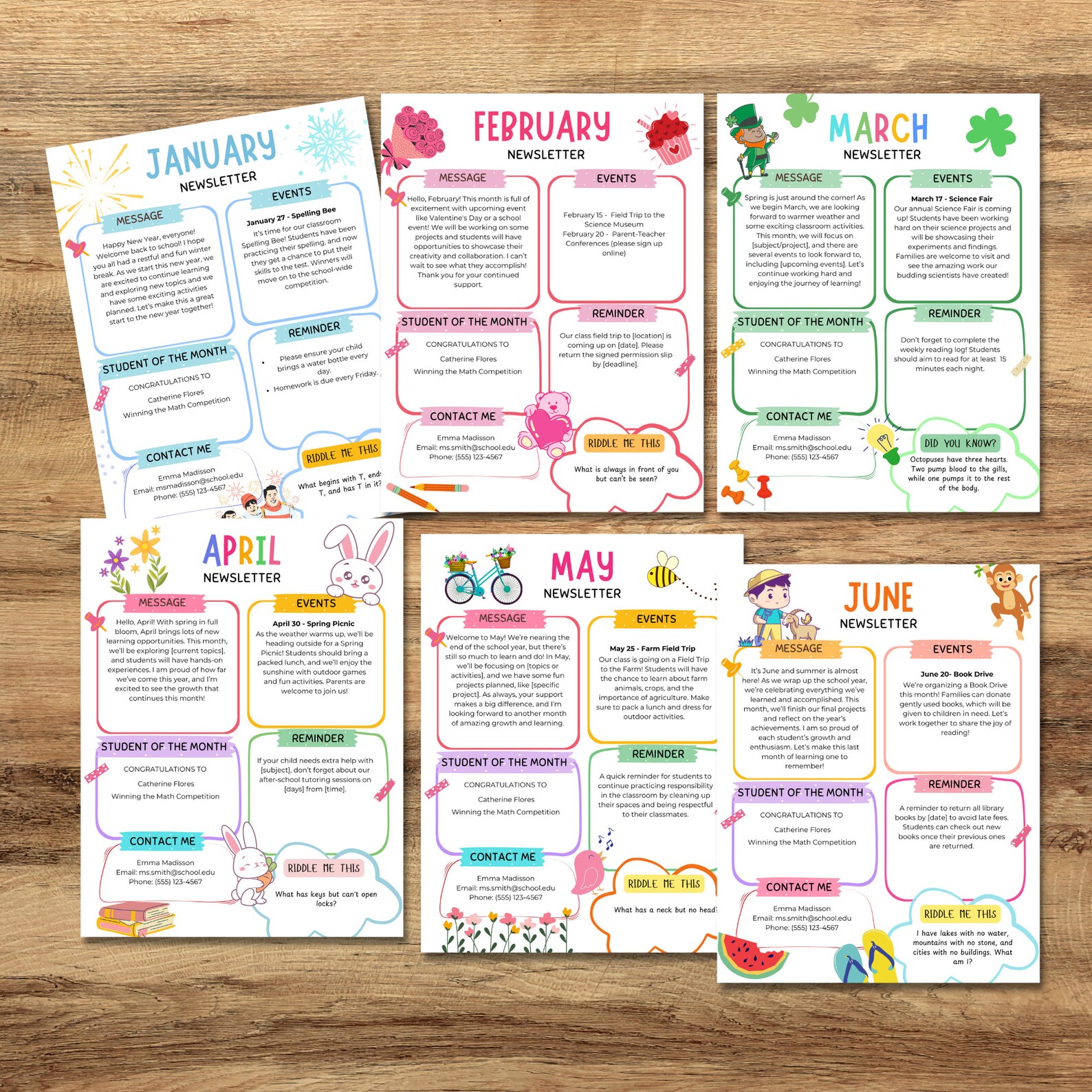 Editable Classroom Newsletter Template: Monthly Teacher Communication ...