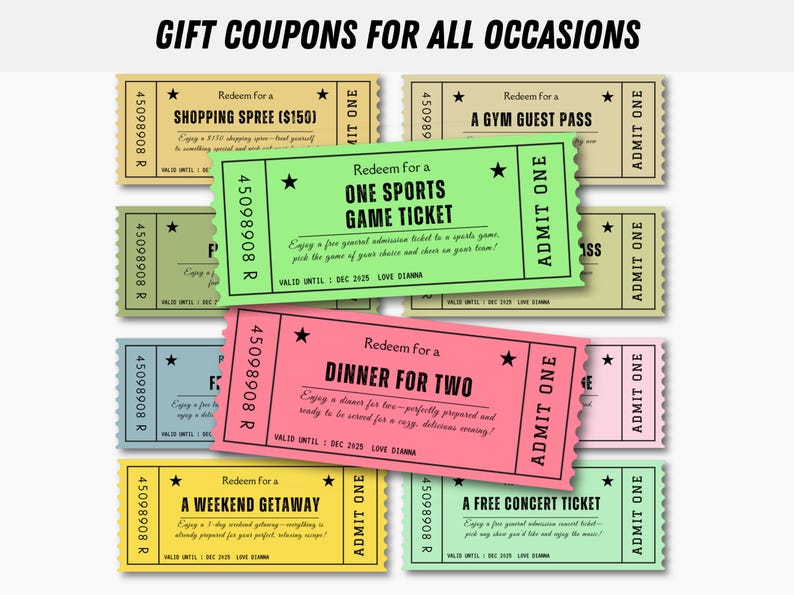 Editable Gift Coupon Template: Canva Printable (digital Download) - Etsy