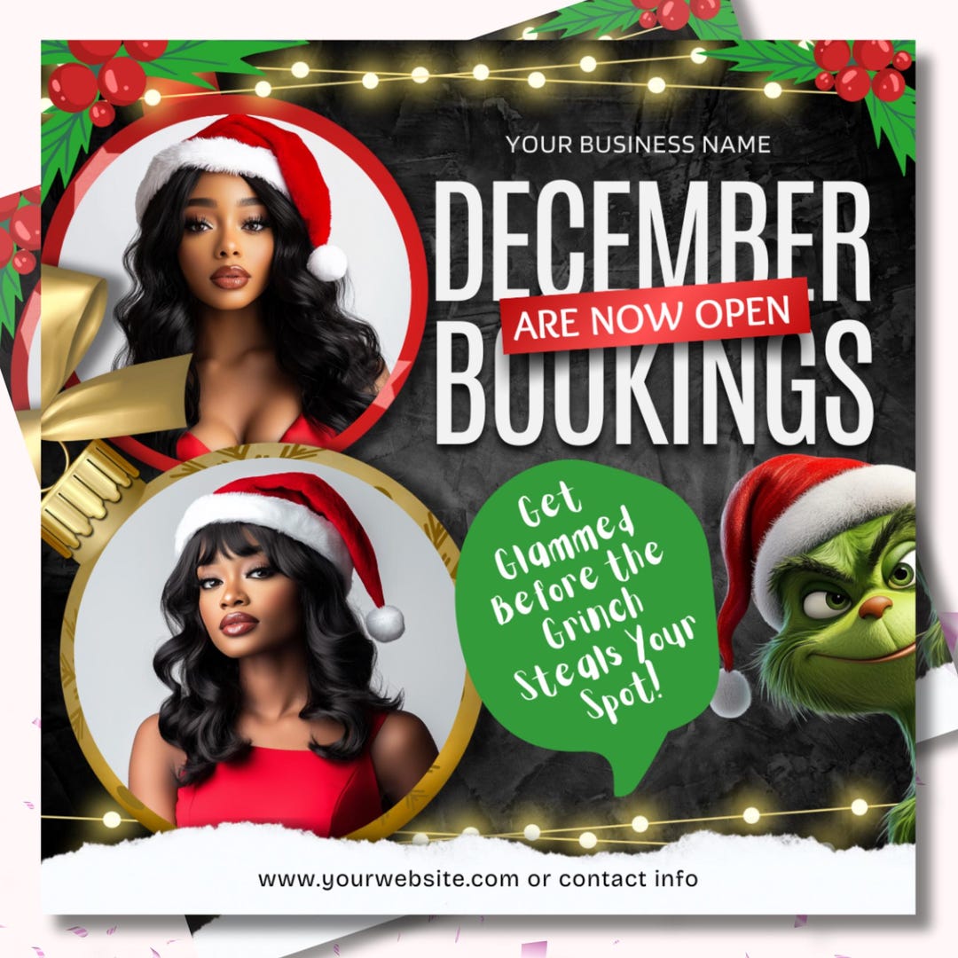 December Booking, Christmas Booking Flyer, Booking Flyer, December Hair ...