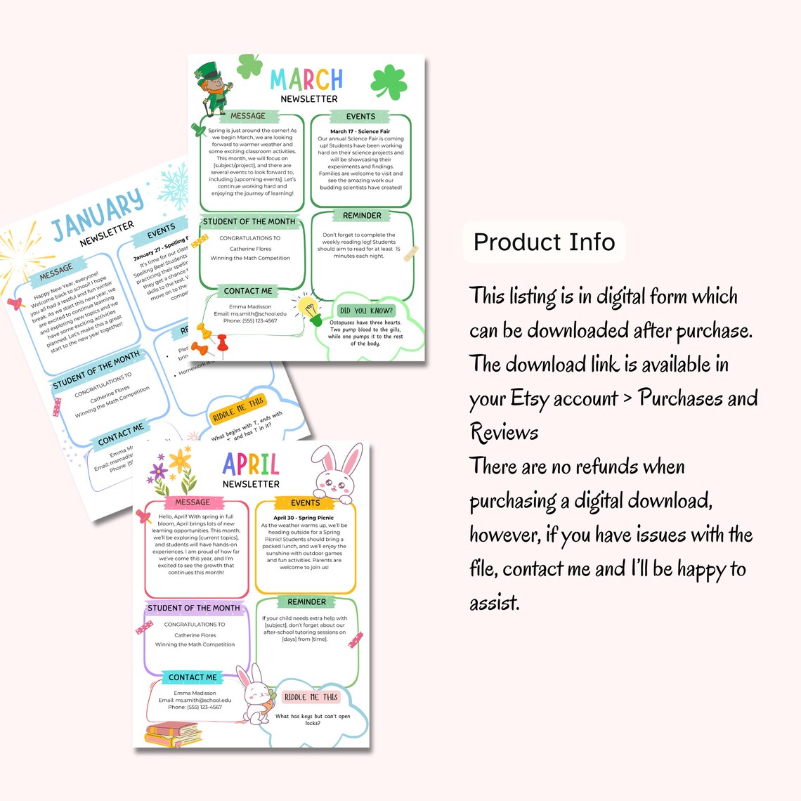 Editable Classroom Newsletter Template: Monthly Teacher Communication ...