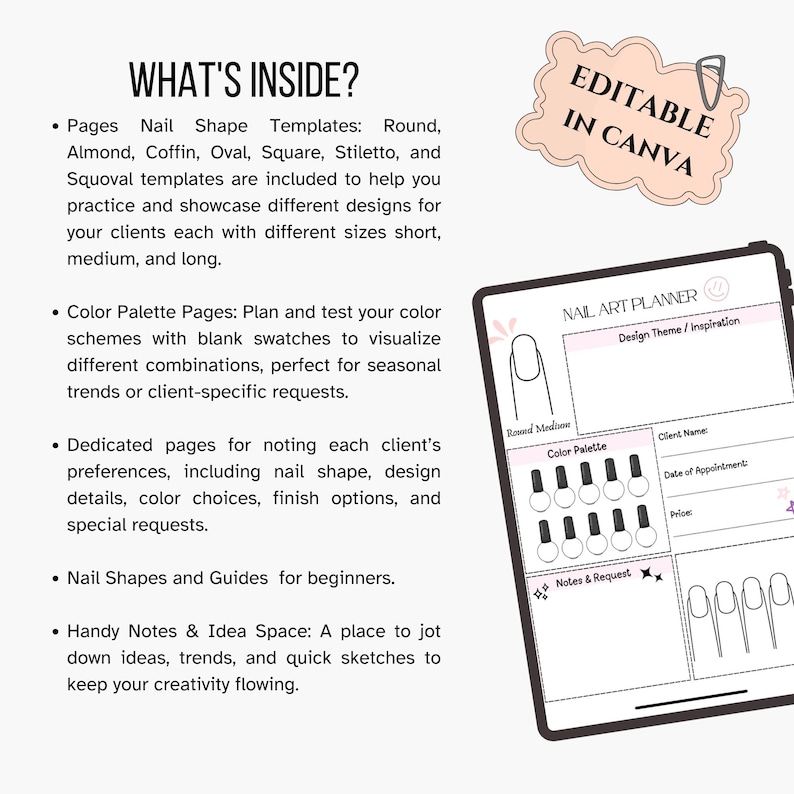 Nail Art Practice Template, Nail Art Planner, 83-page Nail Tech Guide ...