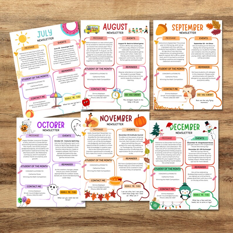 Editable Classroom Newsletter Template: Monthly Teacher Communication ...