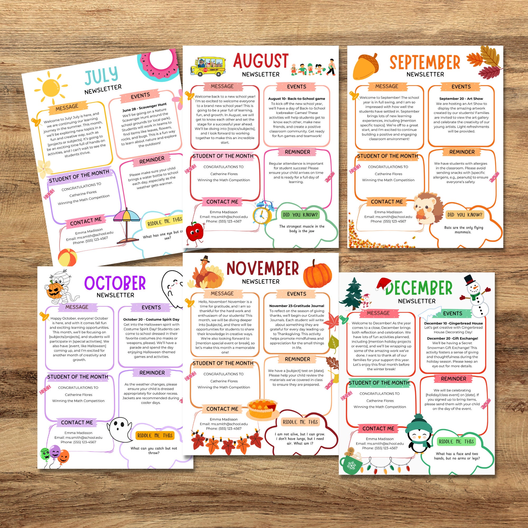 Editable Classroom Newsletter Template: Monthly Teacher Communication ...