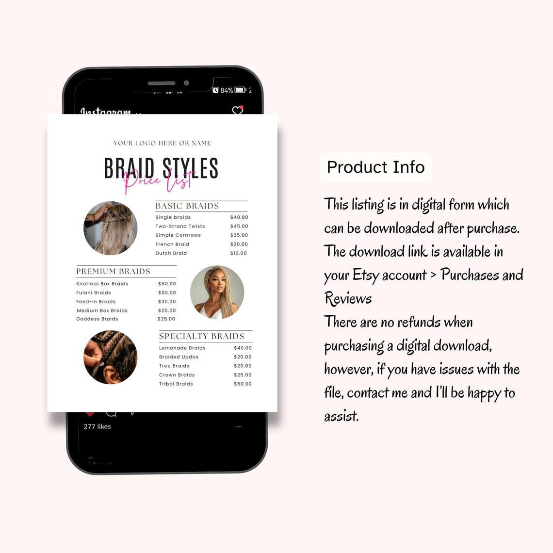 Braids Pricelist, Price List Flyer Template Design, Hair Styles ...