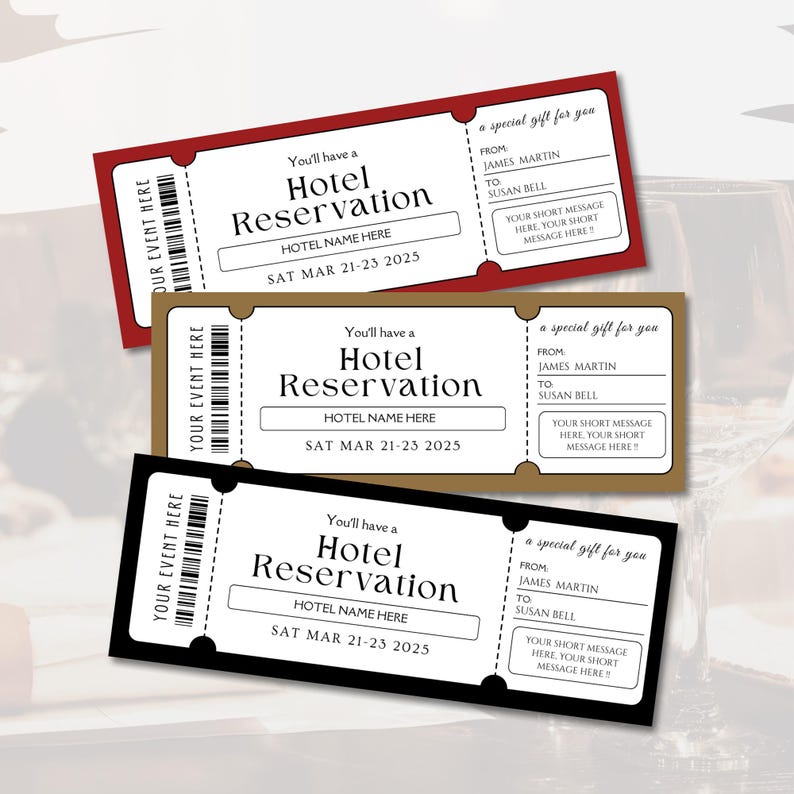 Hotel Reservation Voucher, Editable Hotel Stay Ticket Template ...