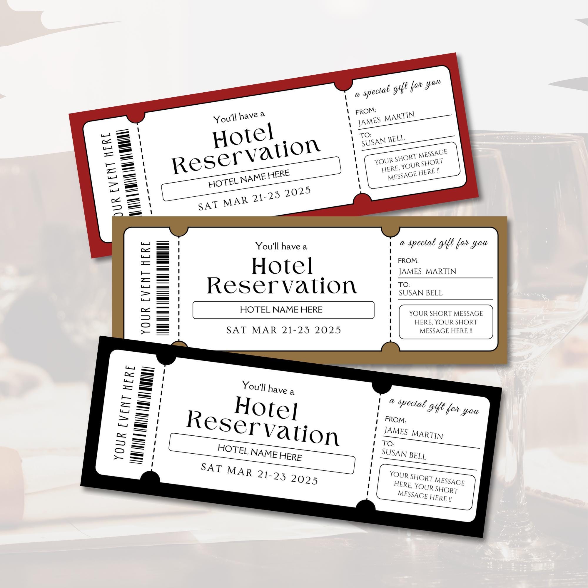 Editable Hotel Stay Ticket Template: Surprise Gift (digital Download ...