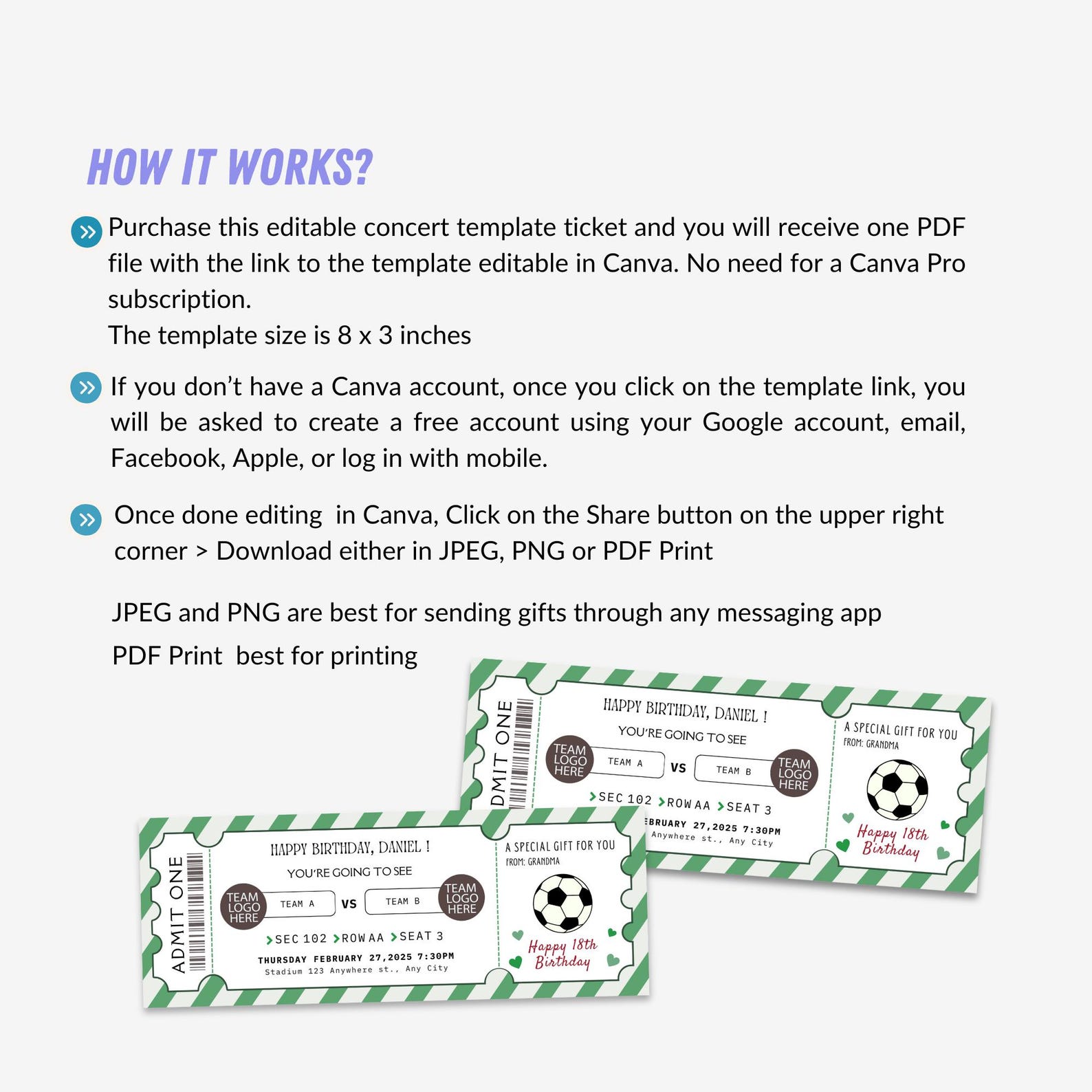 Editable Soccer Ticket Template, Soccer Surprise Gift Game Ticket ...