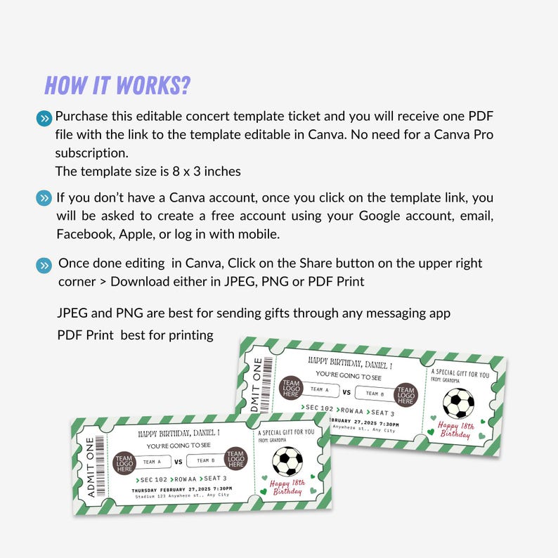 Editable Soccer Ticket Template, Soccer Surprise Gift Game Ticket ...