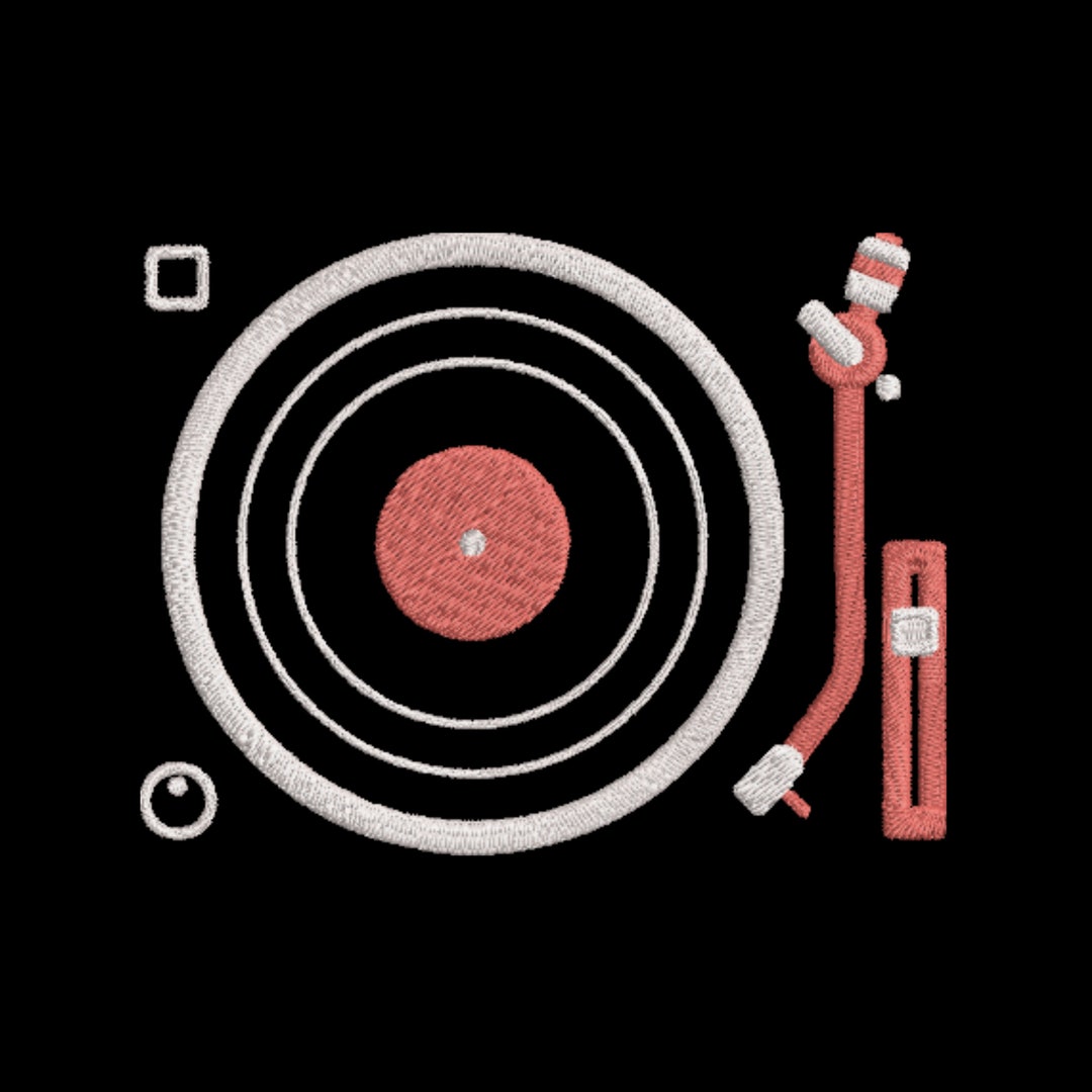 Turntable Vinyl Digital Embroidery File - Music Record Embroidery - DJ ...