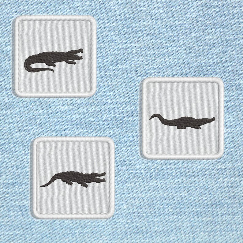 Crocodile Digital Embroidery File Set, Alligator Embroidery Bundle ...