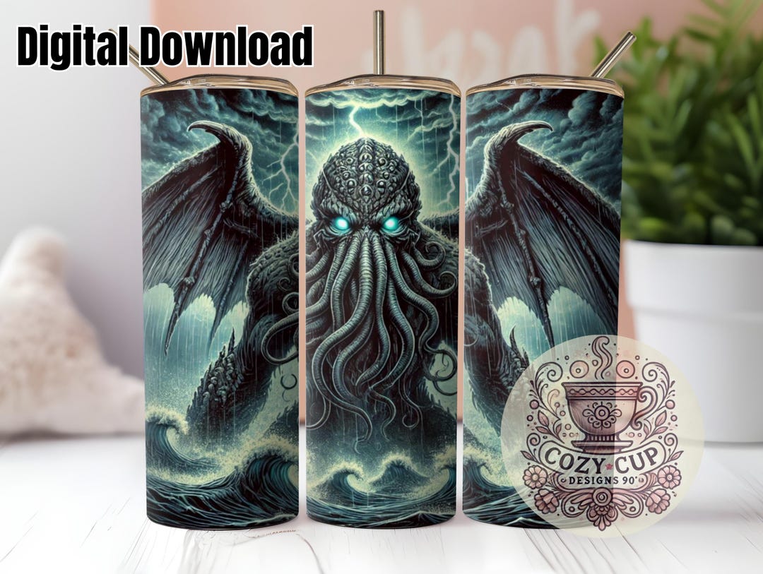 Cthulhu 20oz Skinny Tumbler Sublimation Wrap digital Download Only - Etsy
