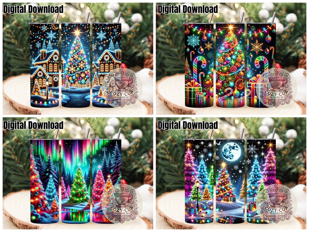 Neon Glow Christmas Pack 2 - Bundle of 5 - 20oz Skinny Tumbler ...