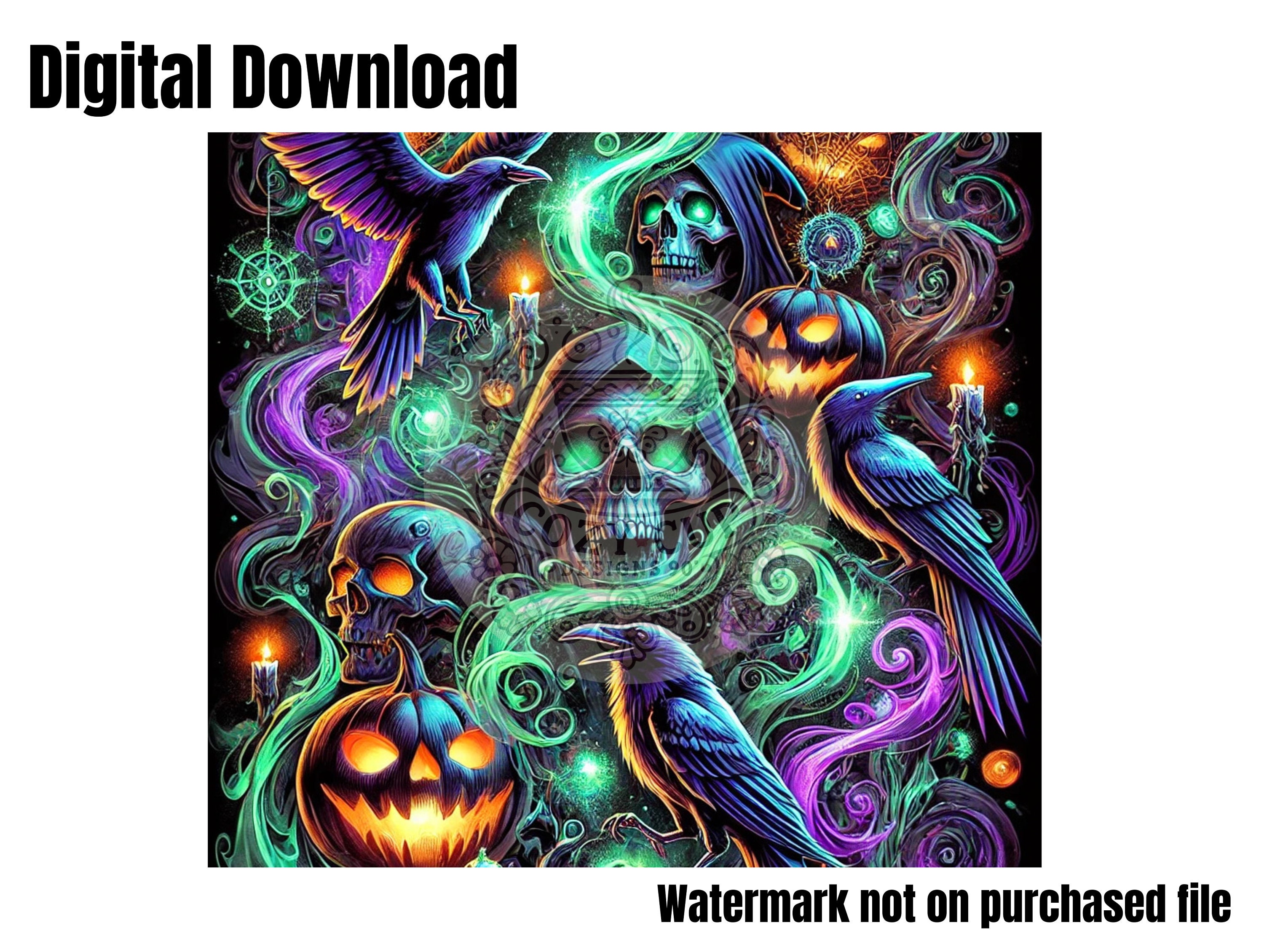 Psychedelic Reaper and Skulls - 20oz Skinny Tumbler Sublimation Wrap ...