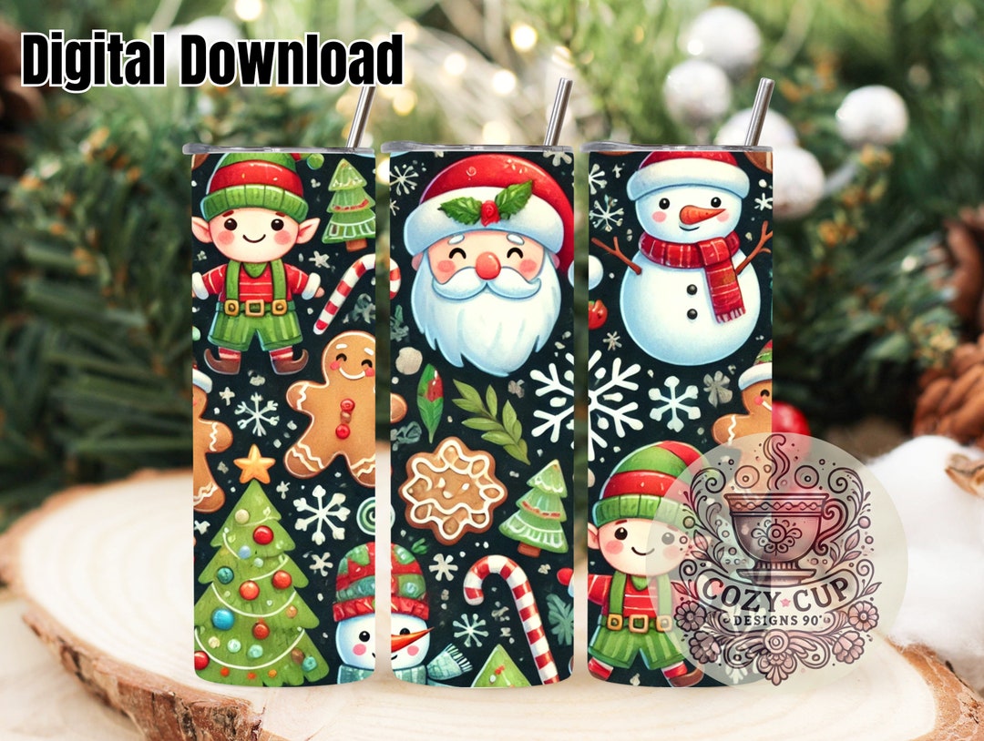 Christmas Things, Santa & Gingerbread, Elves and Snowman - 20oz Skinny ...