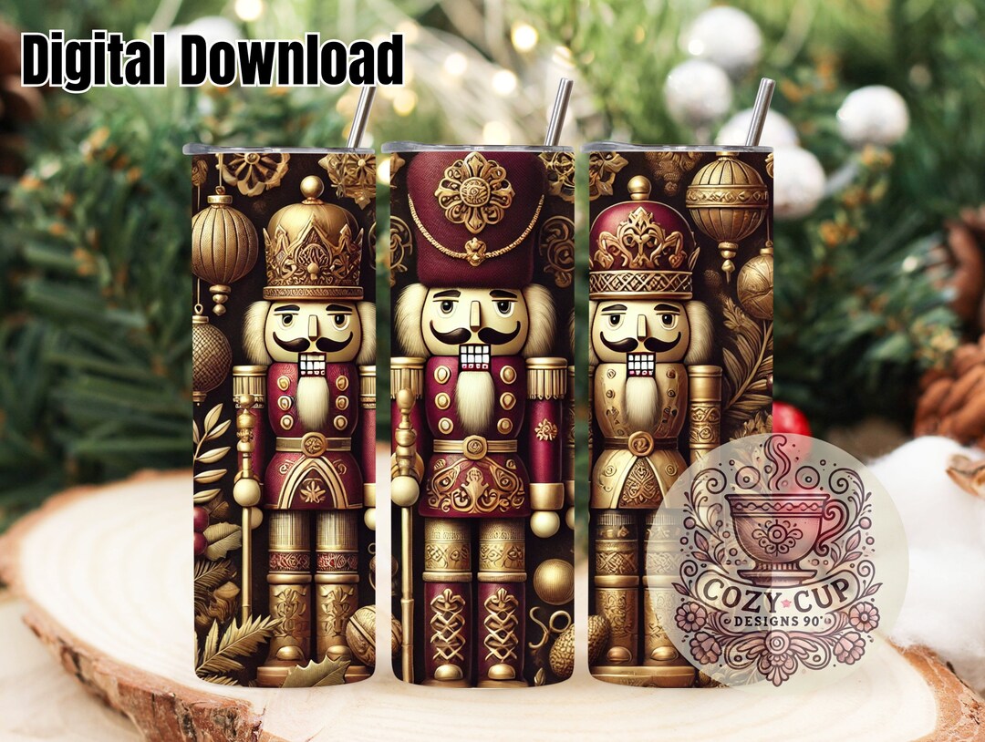 Elegant Burgundy and Sepia Nutcrackers - 20oz Skinny Tumbler ...
