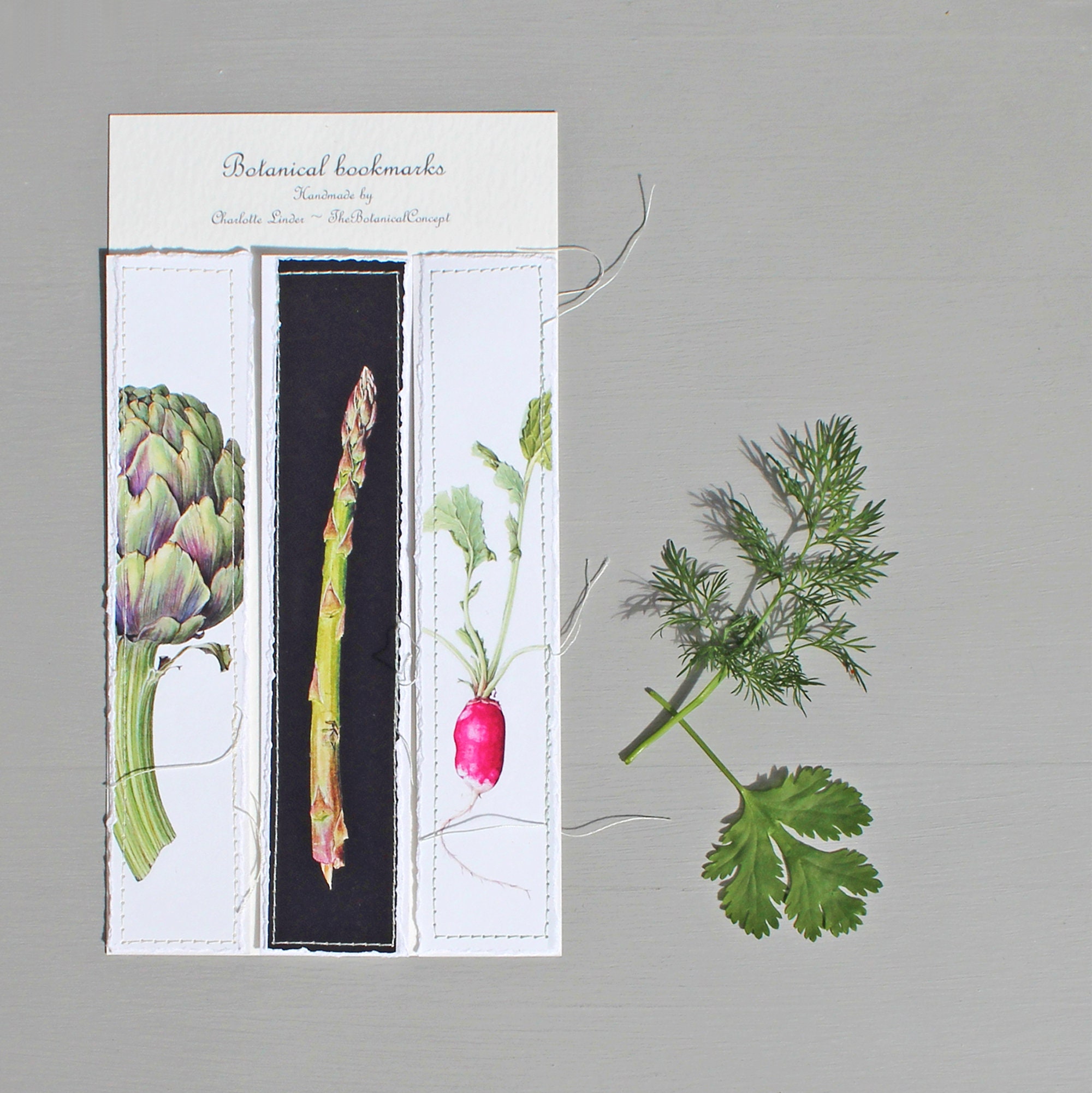 Three Bookmarks With Vegetable Illustrations - Etsy