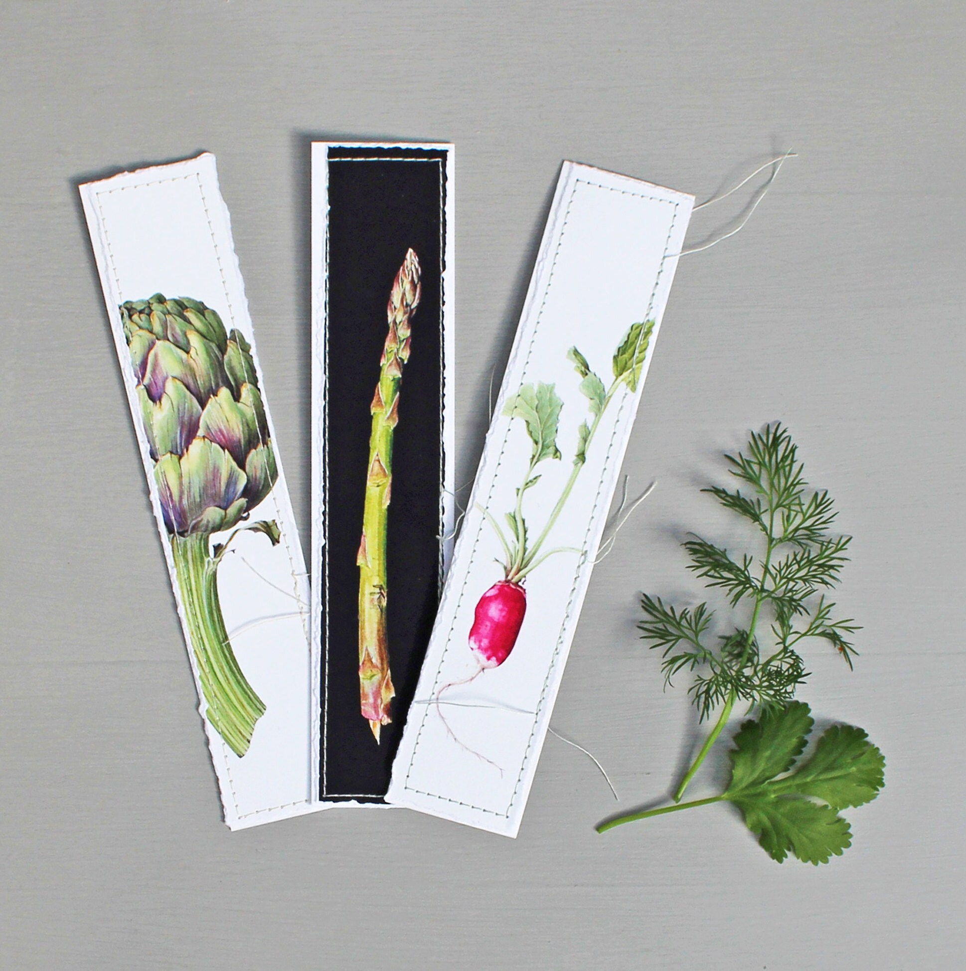Three Bookmarks With Vegetable Illustrations - Etsy