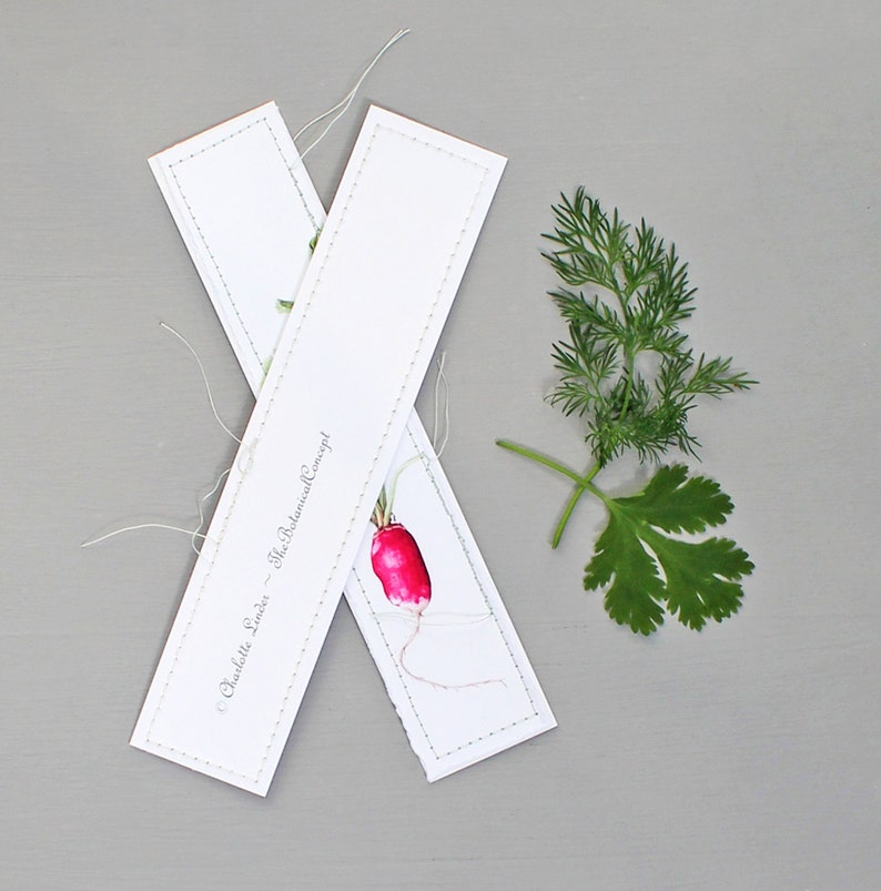 Three Bookmarks With Vegetable Illustrations - Etsy