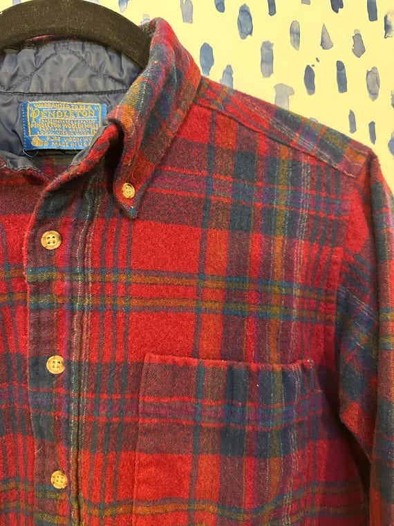 1960's Vintage Wool Pendleton Button Down Shirt - 60s… - Gem