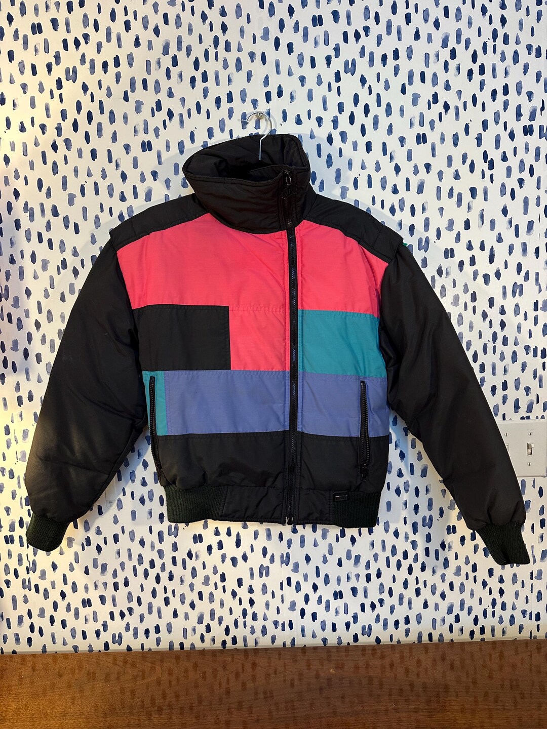 1980s Retro Color Block Ski Jacket - Vintage Ski Jacket - 1980s ...