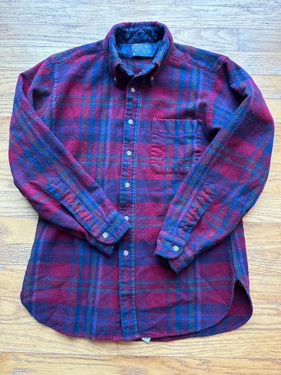1960's Vintage Wool Pendleton Button Down Shirt - 60s… - Gem