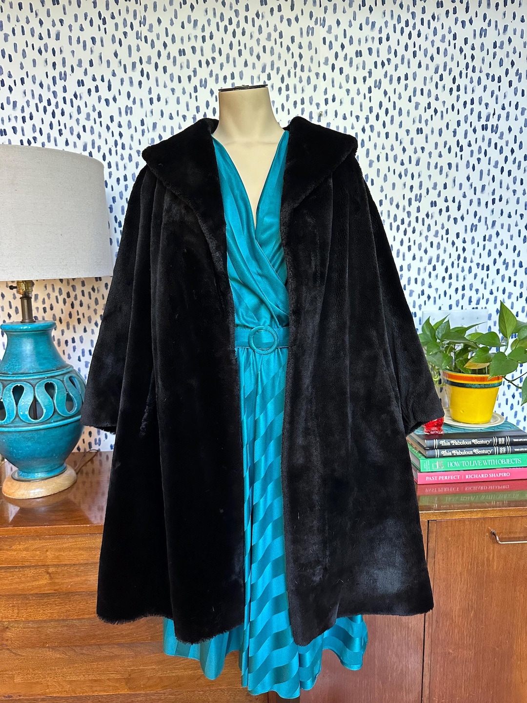 Mid-century Swing Coat - 1950s Faux Fur Swing Coat - Super Cloud Woven ...