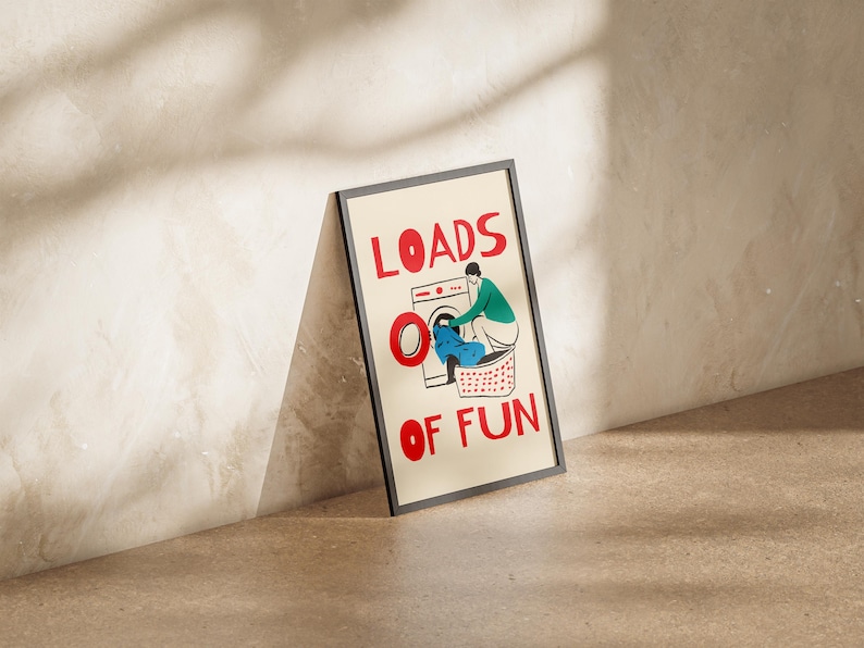 Loads of Fun Laundry Digital Wall Art, Laundry Room Wall Decor ...