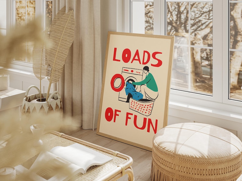 Loads of Fun Laundry Digital Wall Art, Laundry Room Wall Decor ...