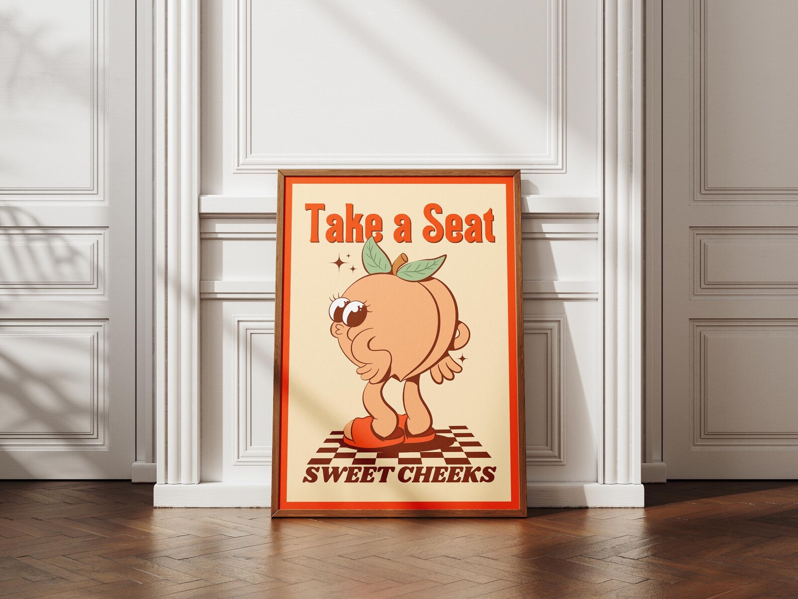 Funny Retro Peach Wall Art – “take a Seat Sweet Cheeks” Printable ...
