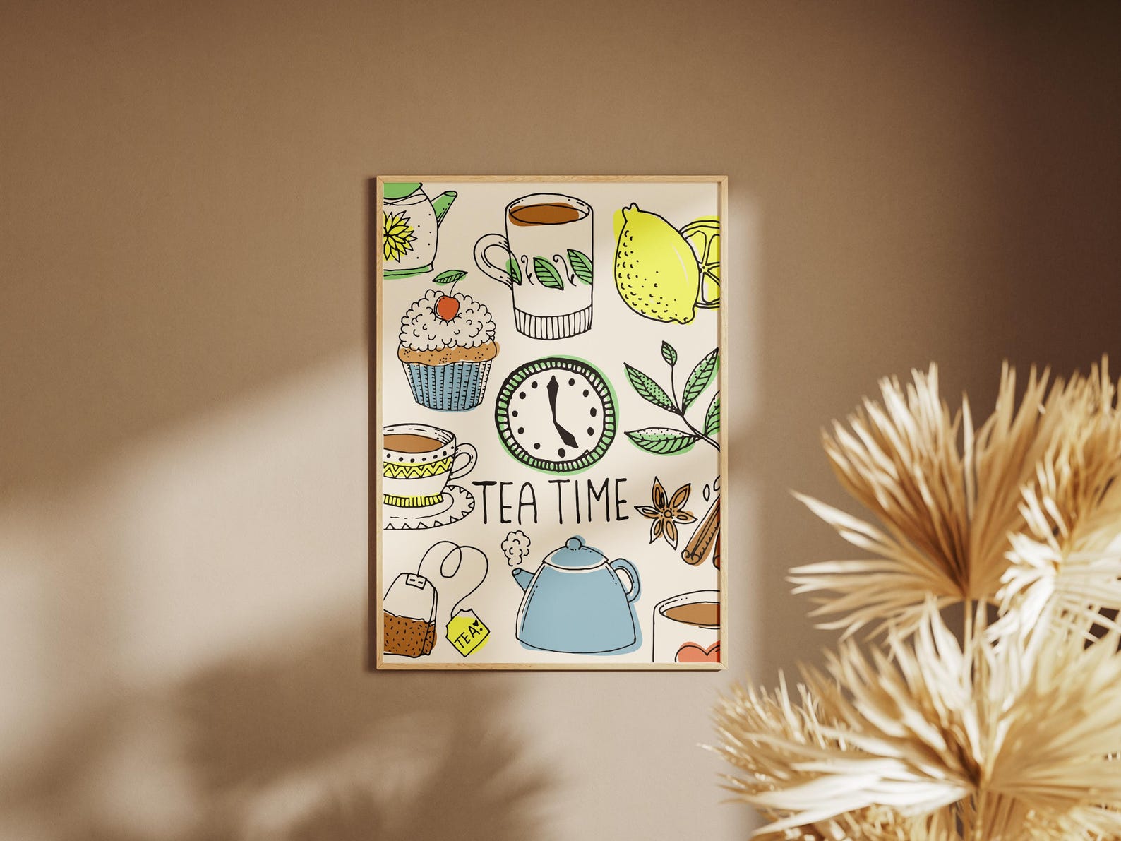 Tea Time Wall Art – Fun Hand Drawn Tea Illustration With Teapot ...