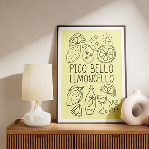 Pico Bello Limoncello Wall Art, Handwritten Font With Lemons, Bottle ...