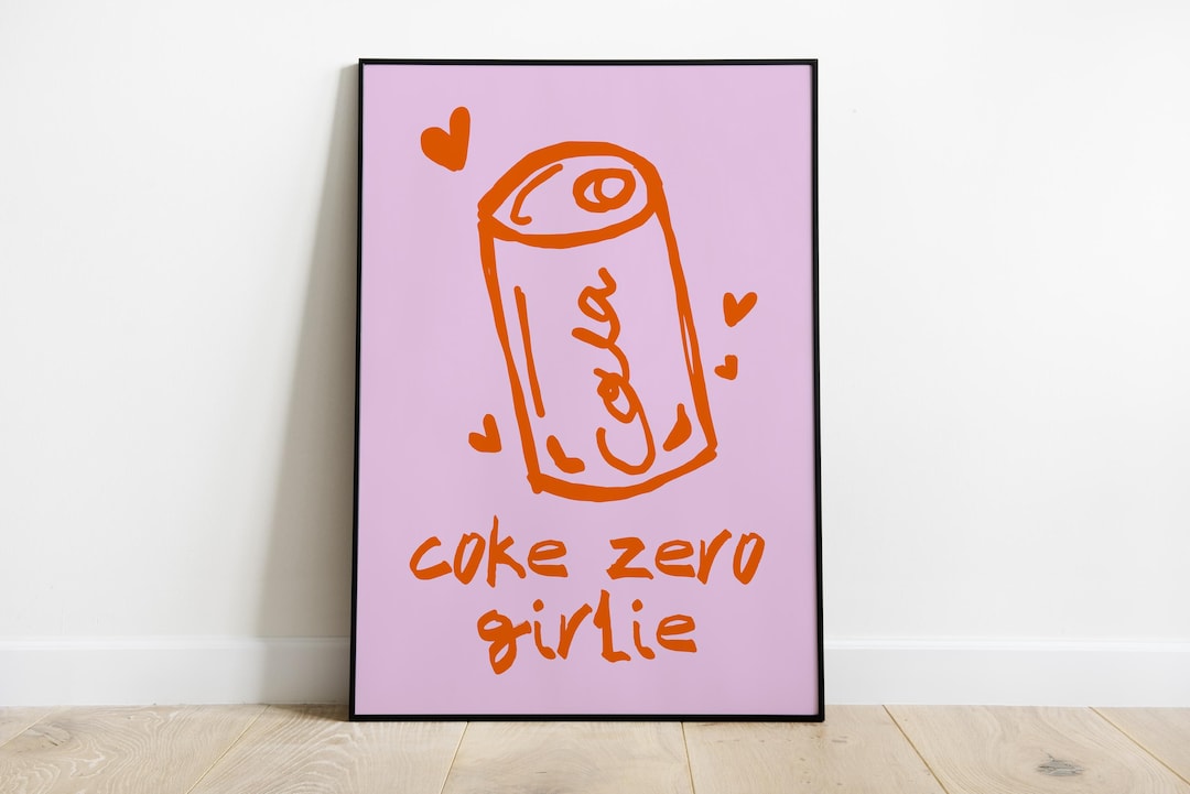 Funny 'coke Zero Girlie' Digital Wall Art | Scribbly Coke Can Drawing ...
