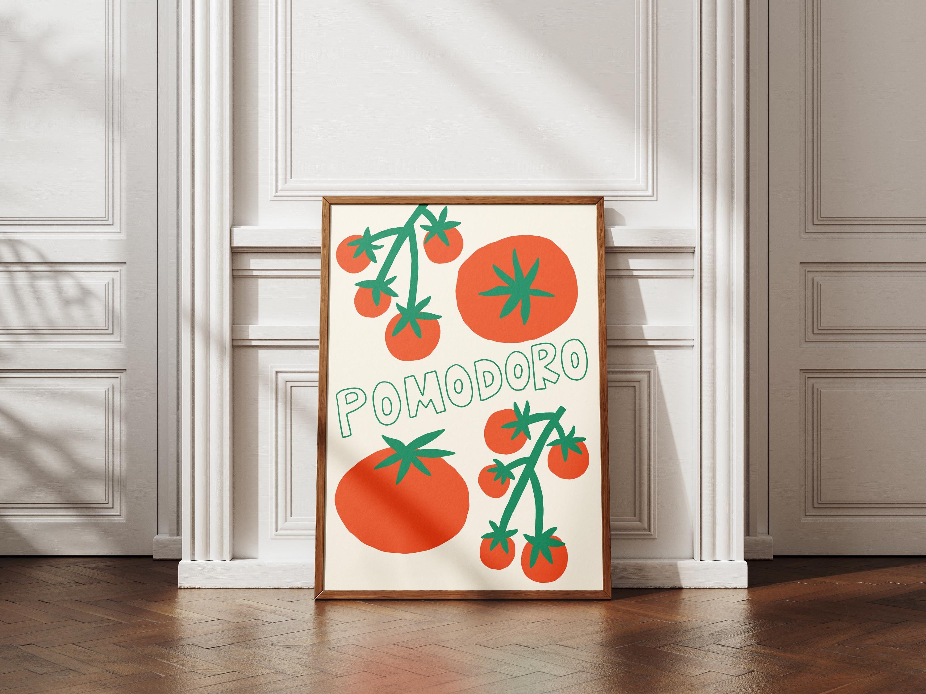 Pomodoro Tomato Kitchen Wall Art - Playful Italian Food Poster ...