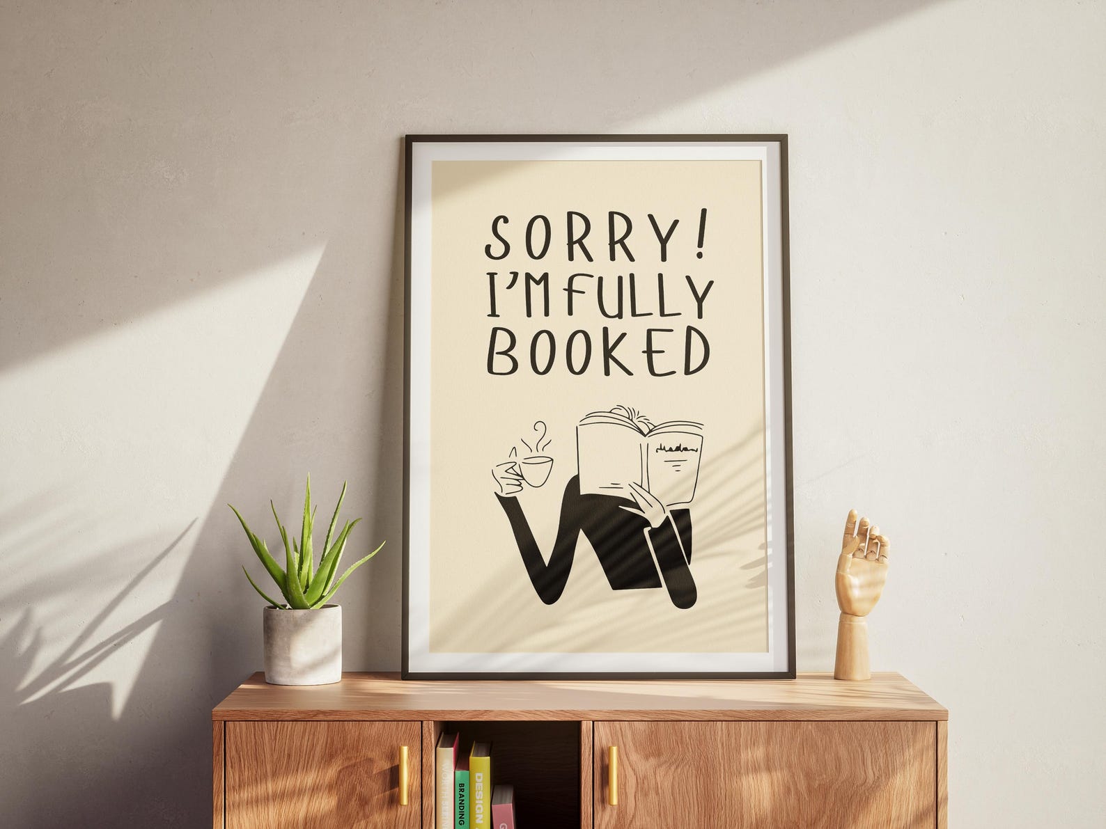 Minimalist Book Lover Wall Art - Sorry I'm Fully Booked Printable ...