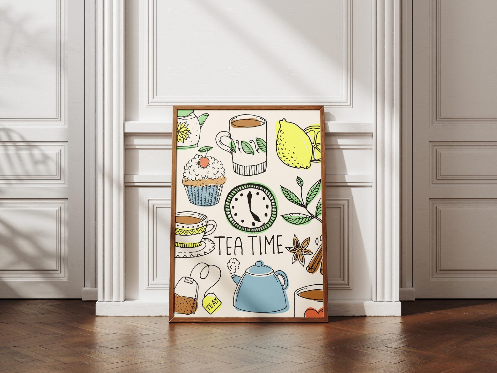 Tea Time Wall Art – Fun Hand Drawn Tea Illustration With Teapot ...