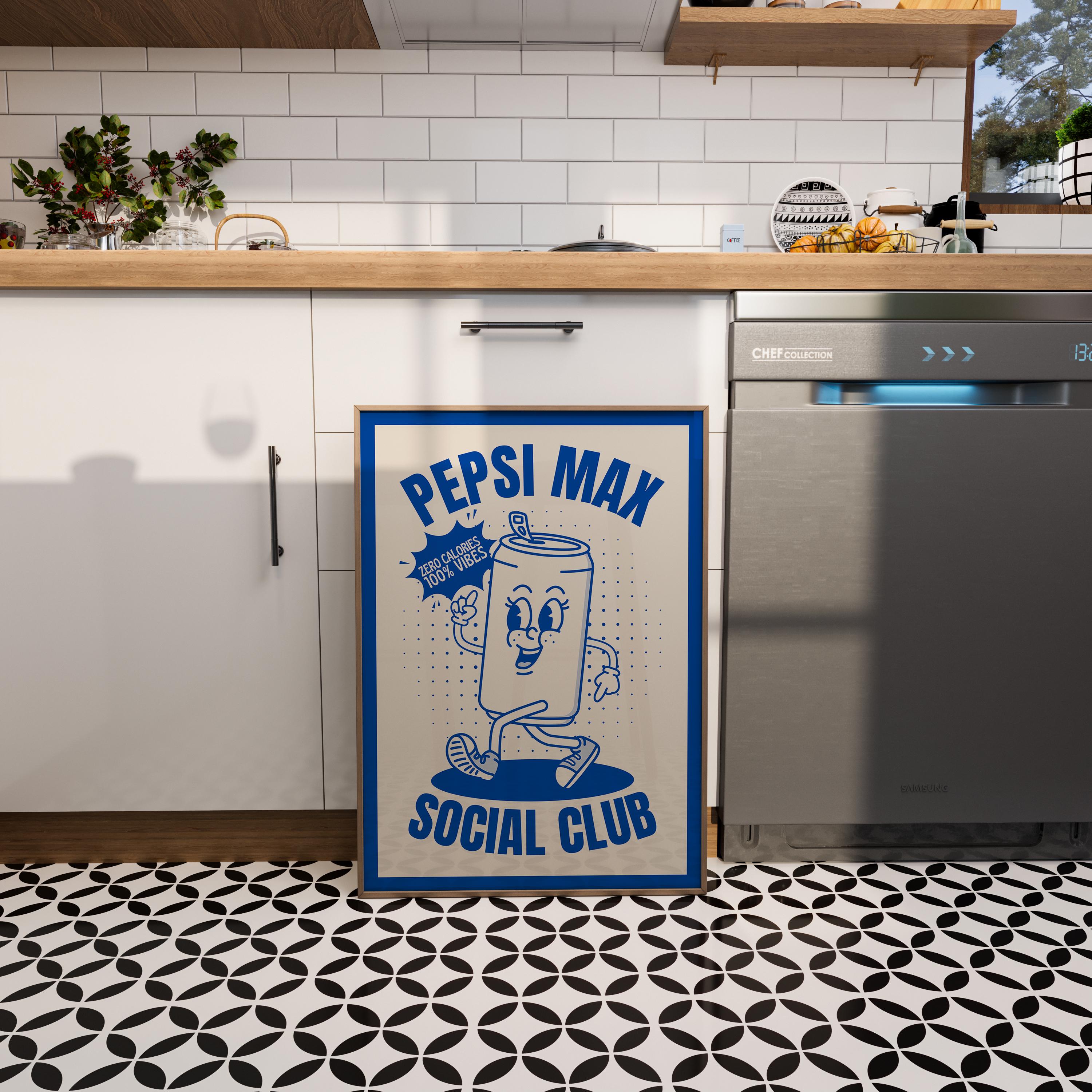 Funny Retro Pepsi Max Poster - Zero Calories 100% Vibes - Cute Soda Can ...