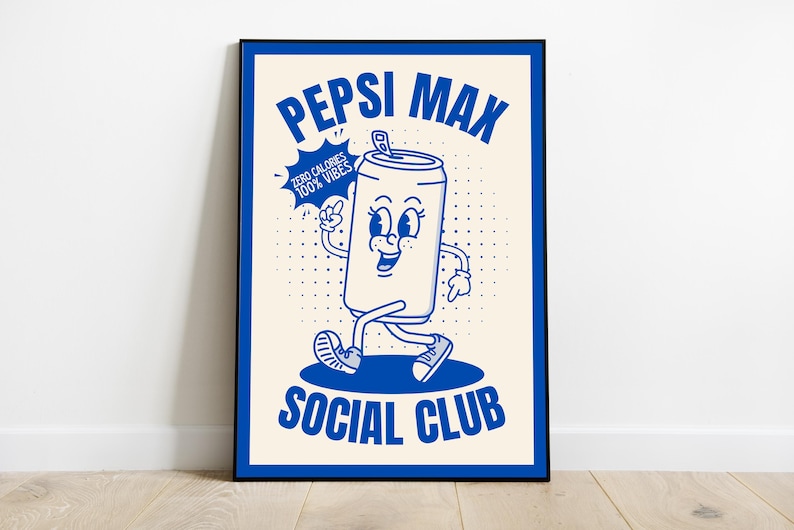 Funny Retro Pepsi Max Poster - Zero Calories 100% Vibes - Cute Soda Can ...