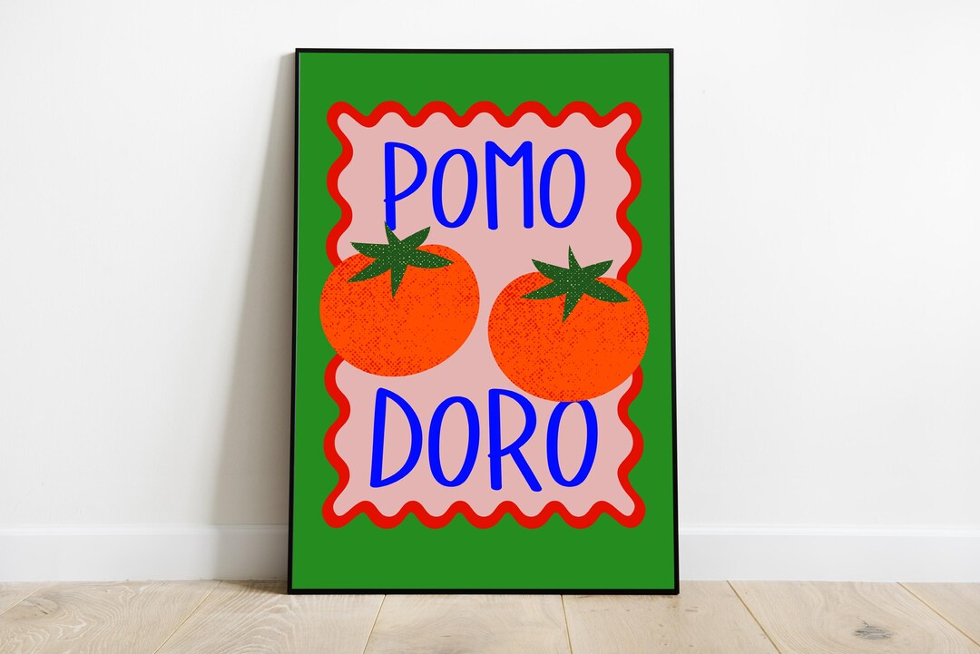 POMODORO Kitchen Digital Wall Art - Quirky Tomato Printable Poster in ...