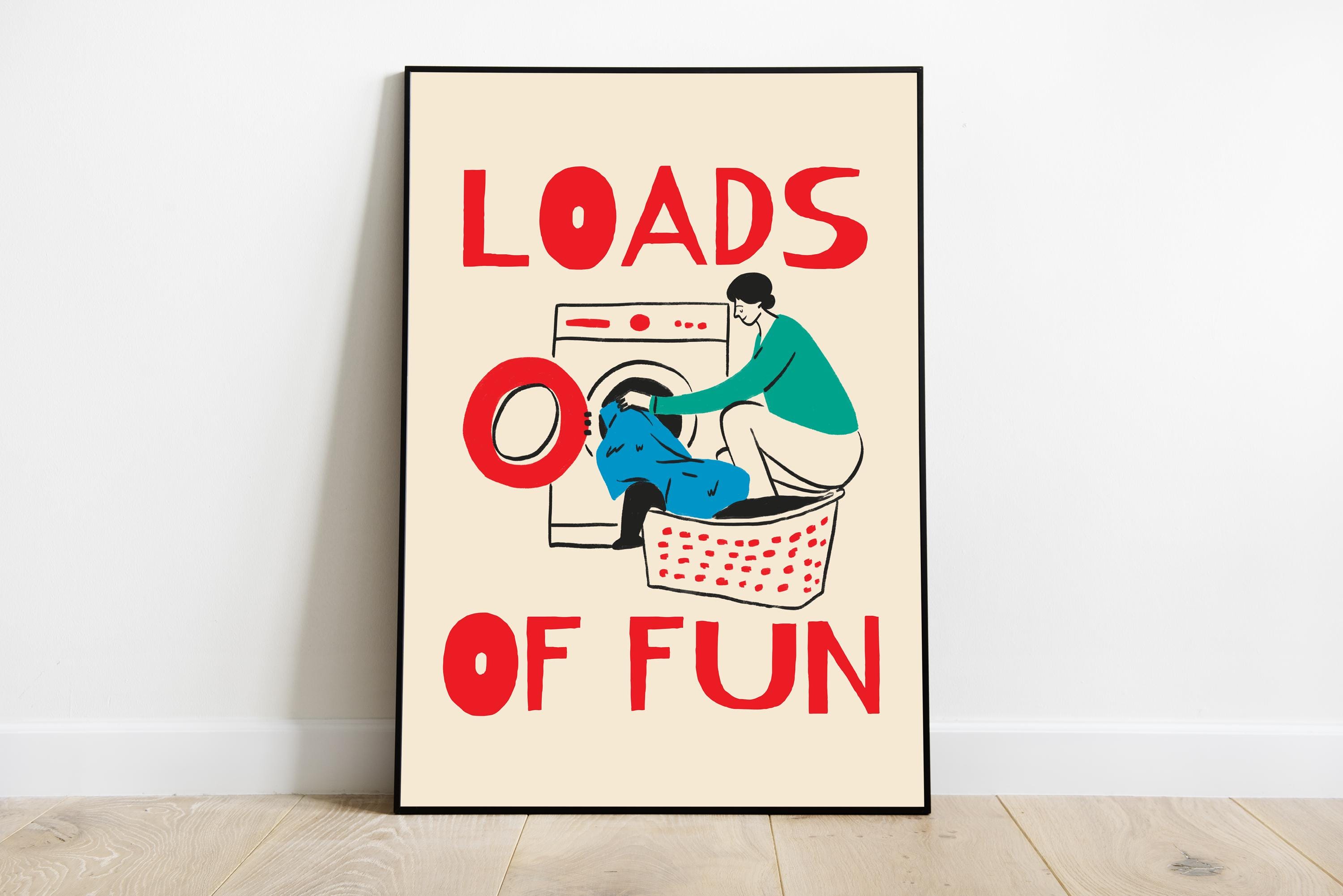 Loads of Fun Laundry Digital Wall Art, Laundry Room Wall Decor ...