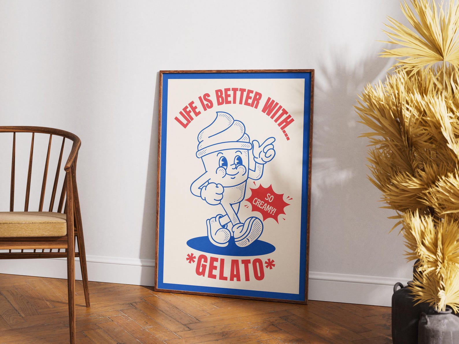 Retro Gelato Poster - Funny Ice Cream Wall Art, Vintage Food Print ...