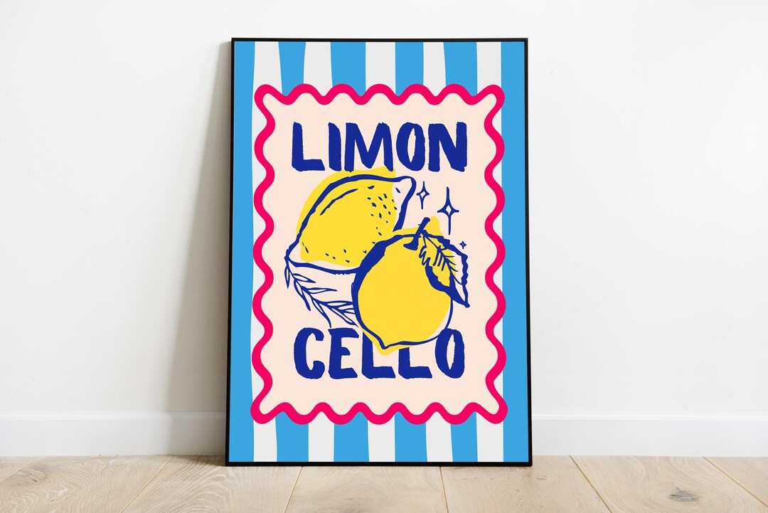 Limoncello Wall Art | Colorful Italian Kitchen Print | Funny Citrus ...